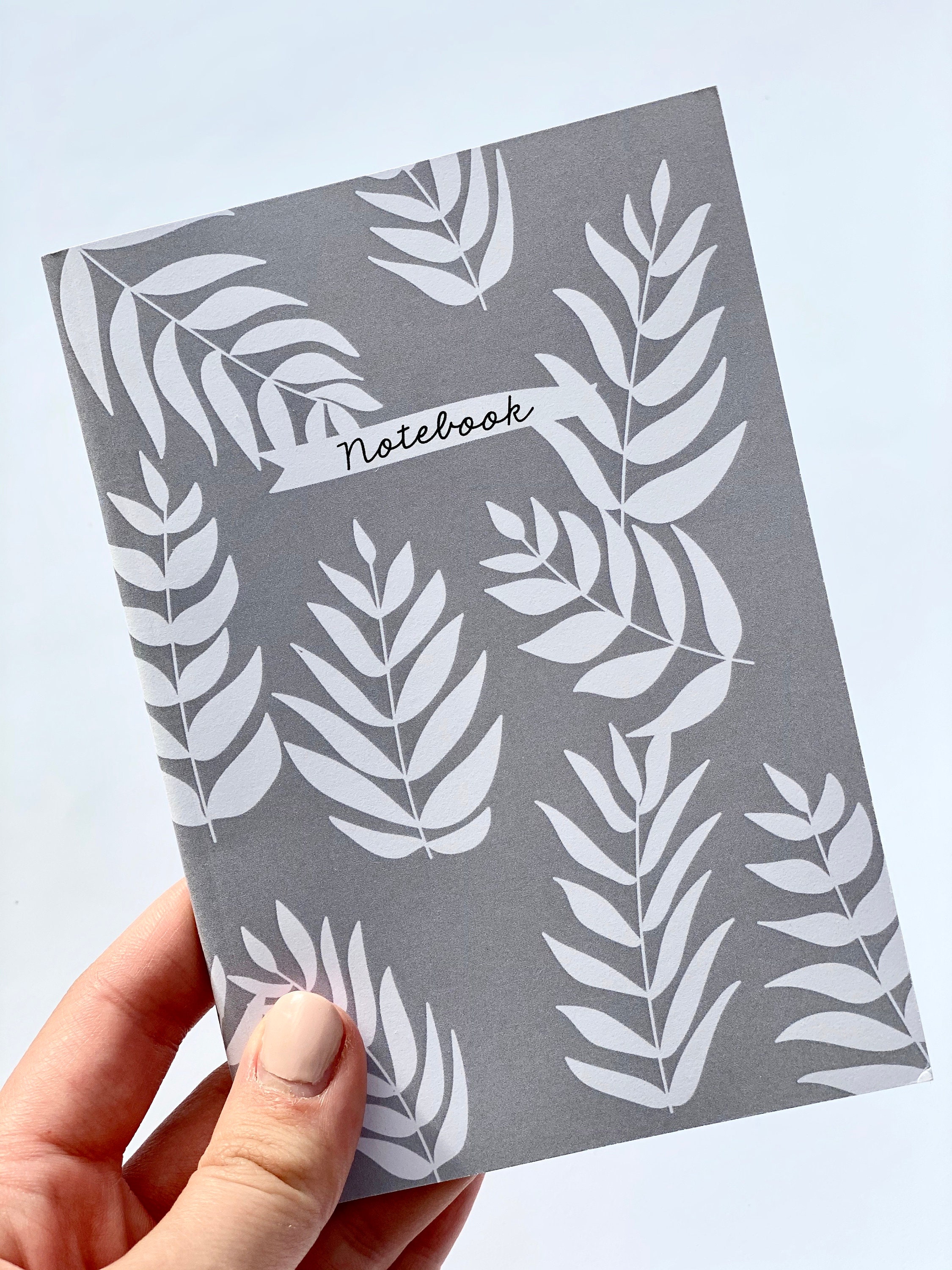 A6 Notebook Small Grey Leaf Print Grey Notebook Pocket Size - Etsy