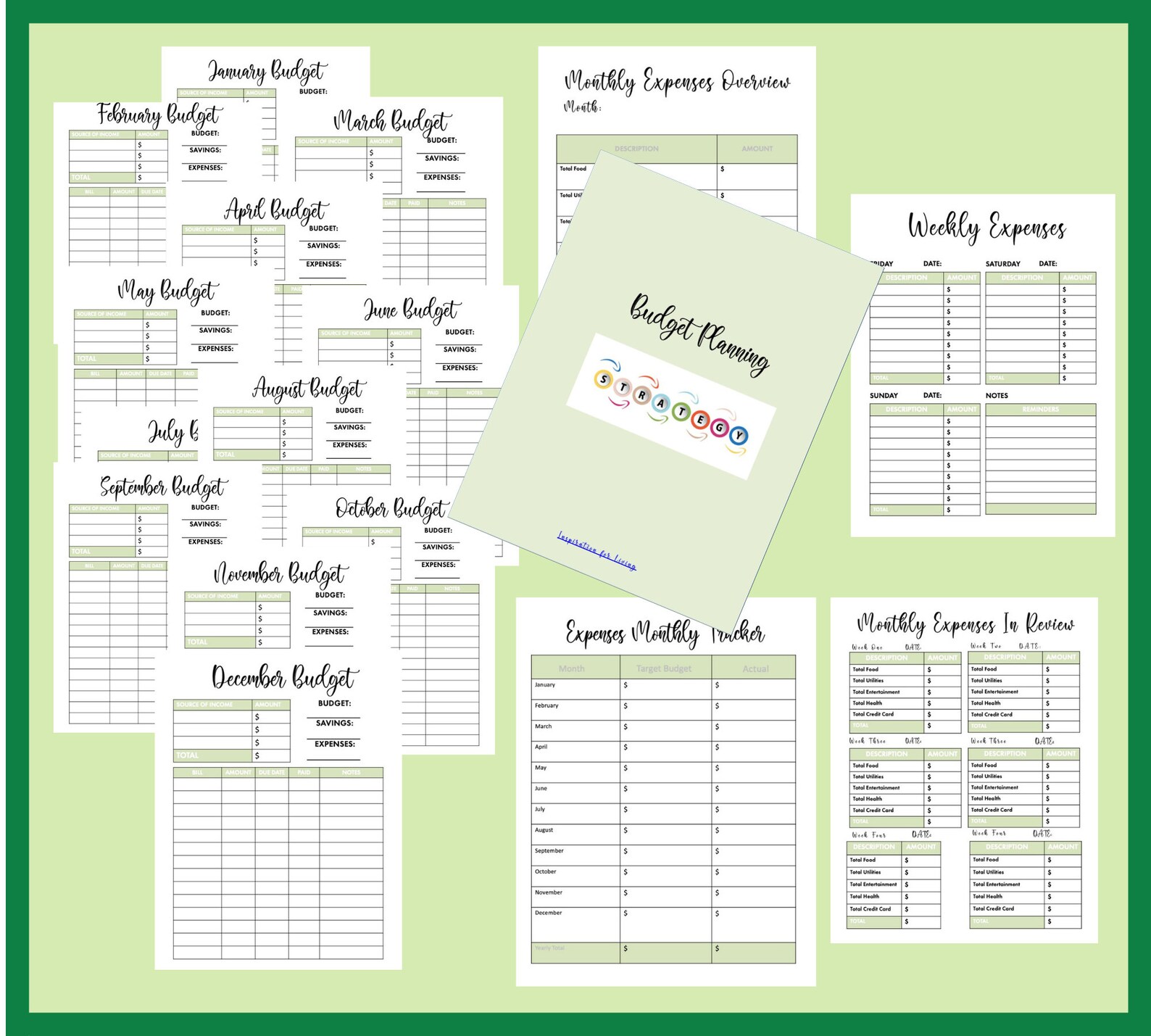 Budget Planner, Journal, Workbook, Tracker, Monthly Pages, Review ...