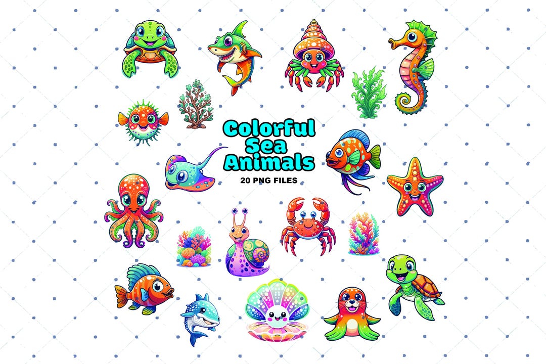 Sea Animals Clipart - Underwater Sea Life, Ocean Animal Clipart, Wall ...