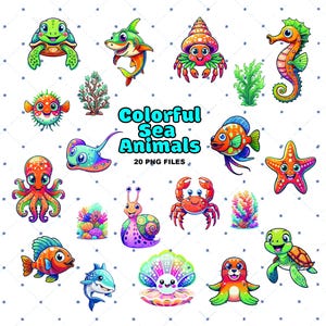 Sea Animals Clipart - Underwater Sea Life, Ocean Animal Clipart, Wall ...