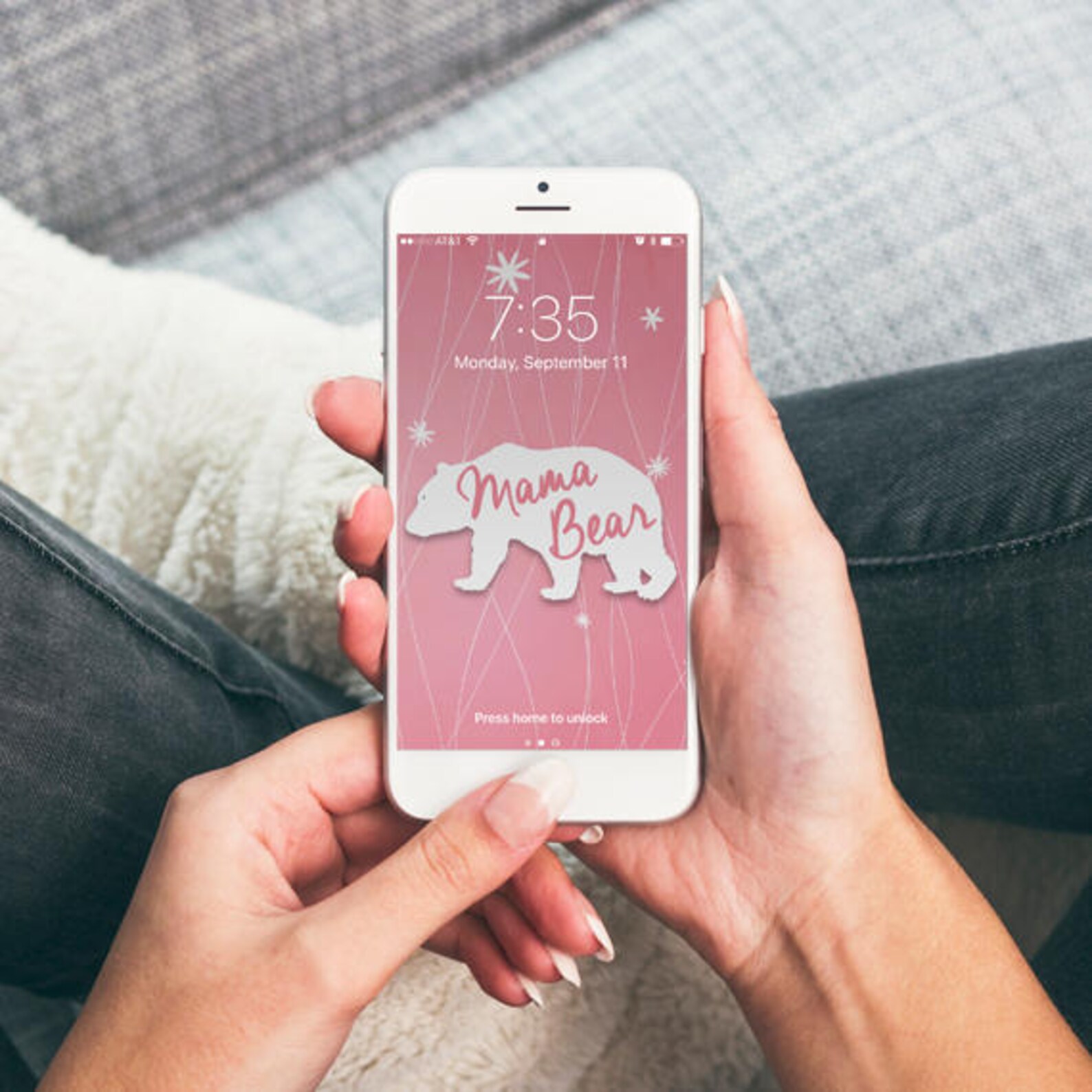 Mama Bear Vintage Floral Background Iphone Wallpaper Cell - Etsy