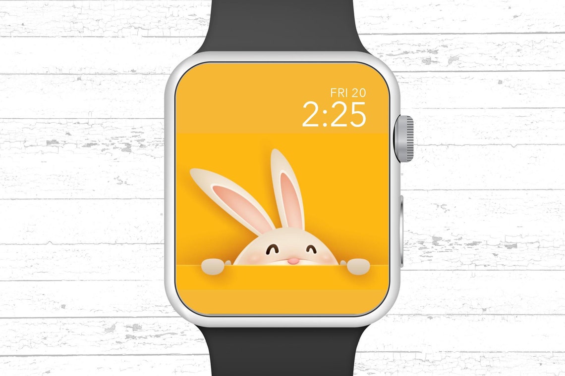 Apple Watch Wallpaper Easter Bunny Peeking Rabbit Apple Watch | Etsy