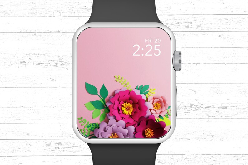 Apple Watch Wallpaper Paper Flower With Pink Background Apple - Etsy