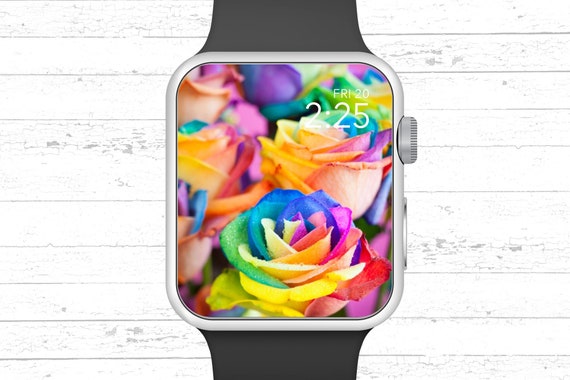 Apple Watch Wallpaper Roses With Colorful Petals Apple Watch | Etsy