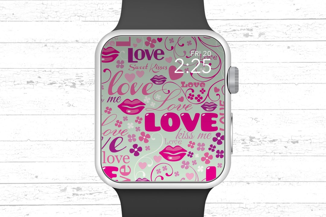 Apple Watch Wallpaper, Hot Pink Love Background Apple Watch Face Design ...