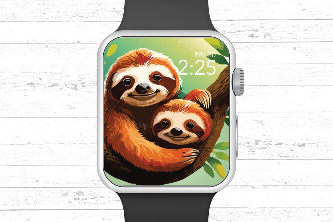Apple Watch Wallpaper, Mommy and Baby Sloth Cuddling in a Tree Apple ...