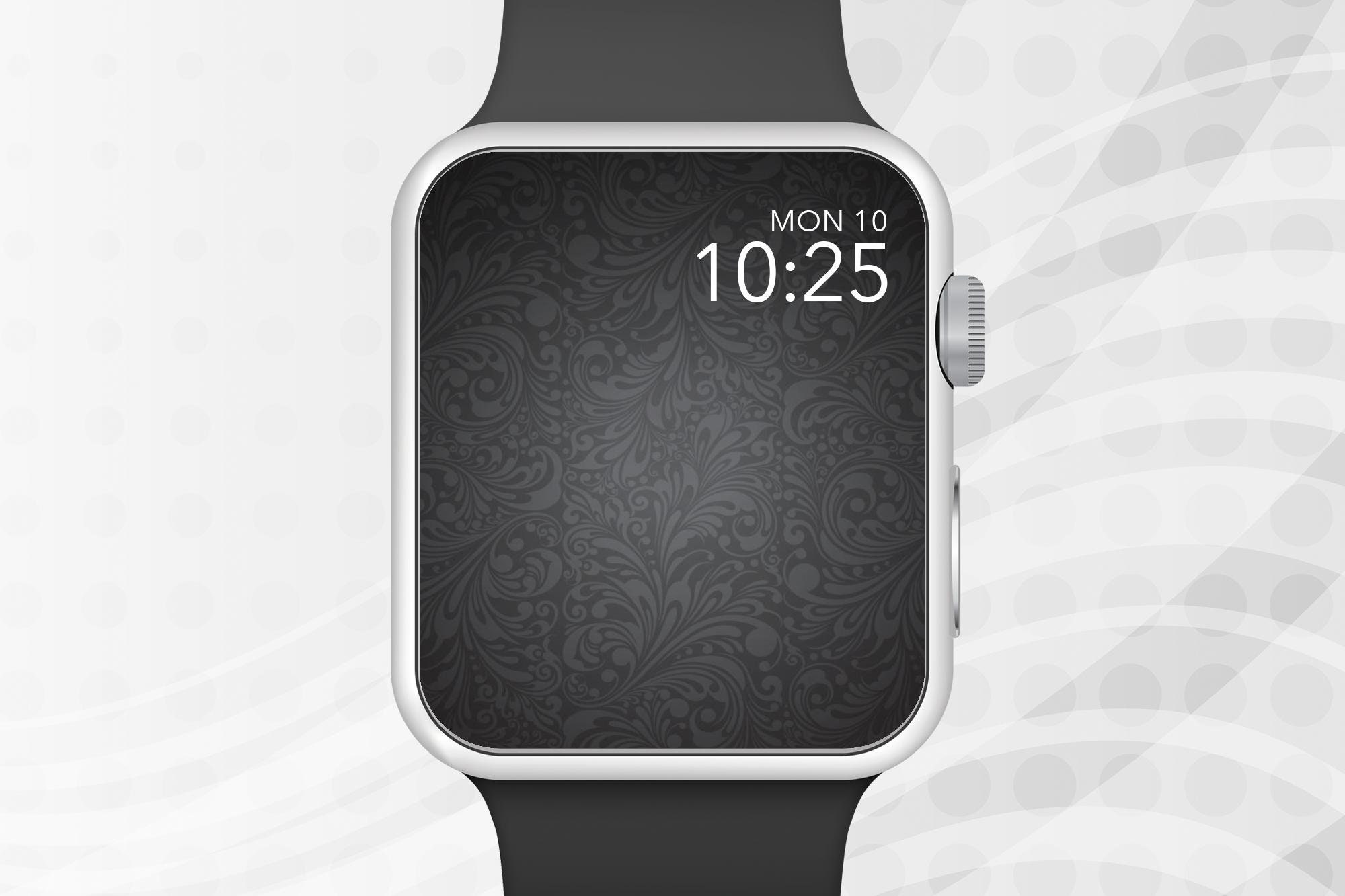 Apple Watch Wallpaper, Dark Gray Flower Pattern Art Apple Watch Face ...