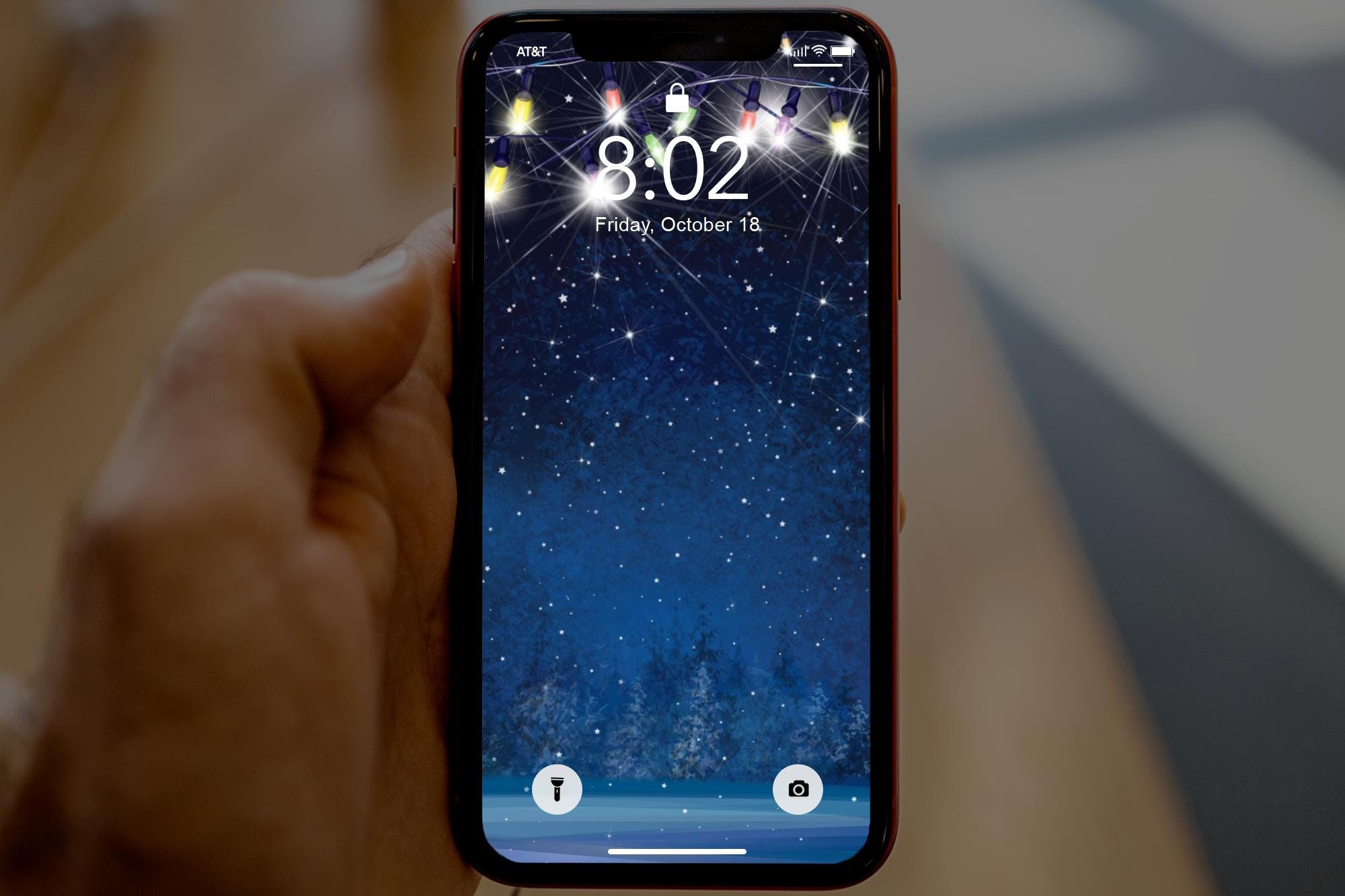 Snowy Background With Christmas Lights, Christmas iPhone Wallpaper ...