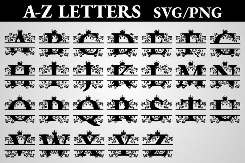 Split Monogram SVG/PNG, Creative Split Monogram Frame Alphabet, Fun ...