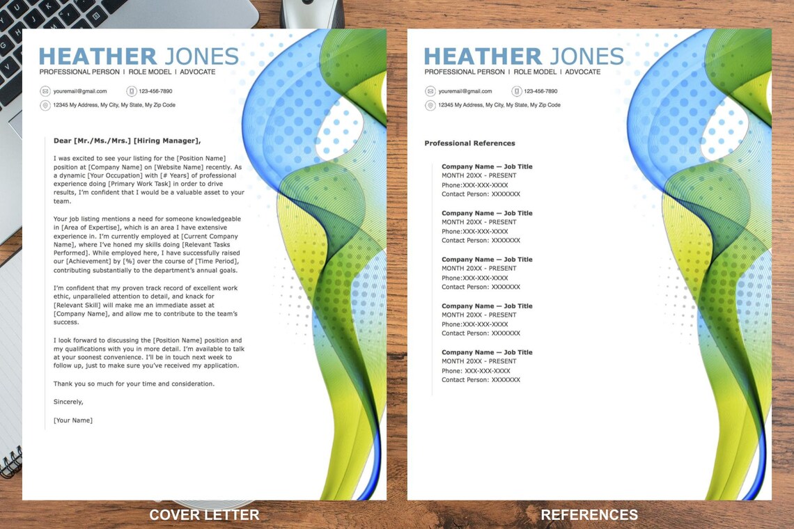 2 Page Resume Template for Word Mac Pages Cover Letter | Etsy