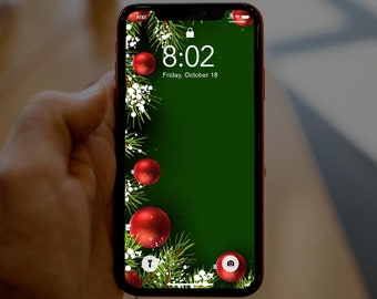 Christmas Wreath With Ornaments, Christmas iPhone Wallpaper, Christmas ...