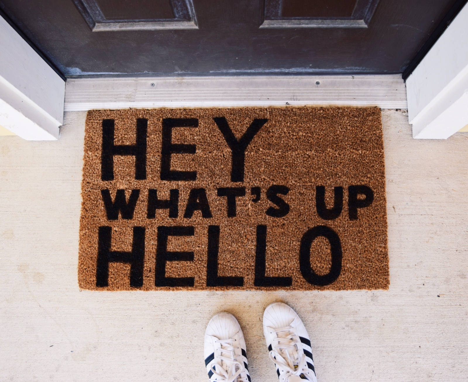 Hey What's up Hello Doormat - Etsy