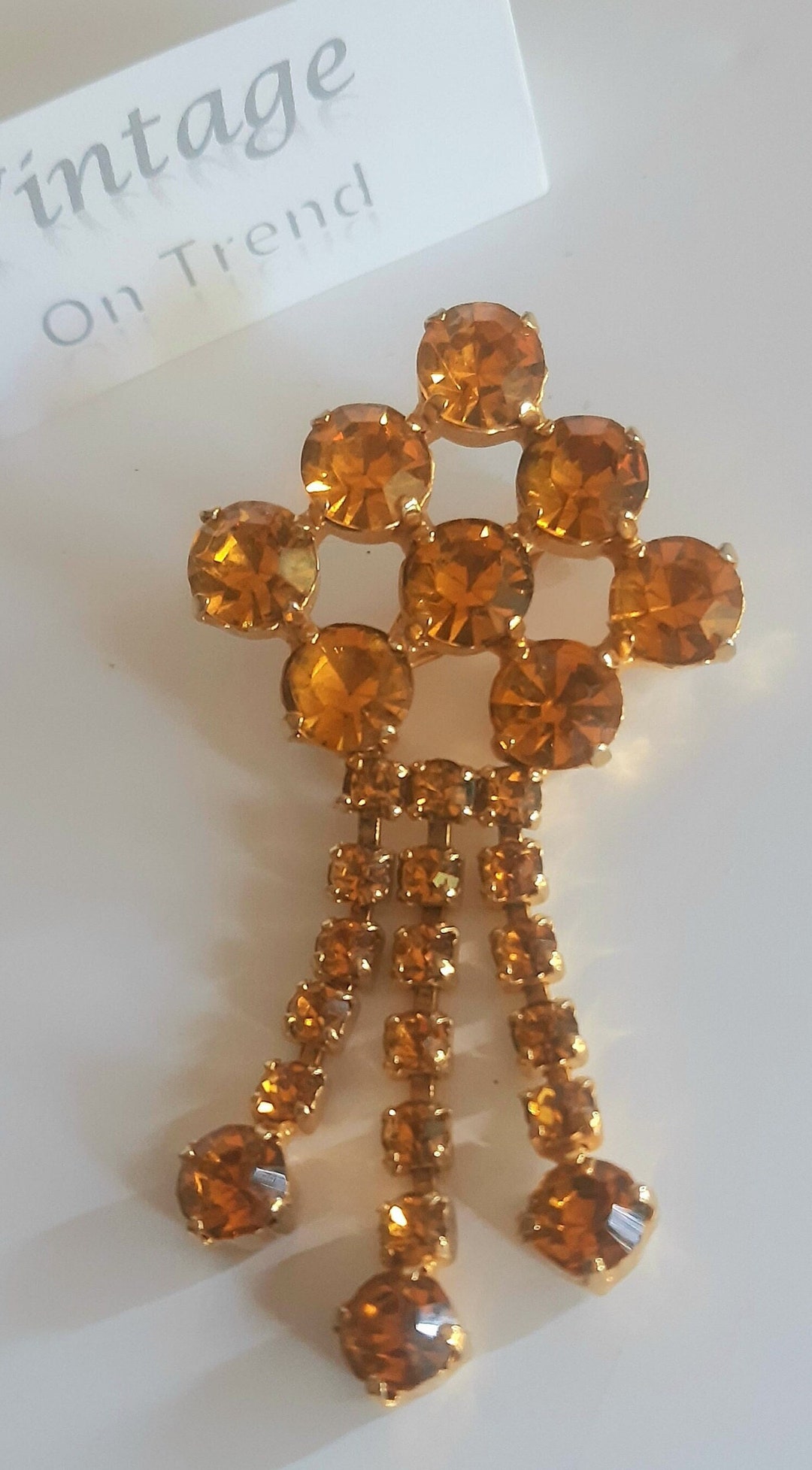 Vintage Imperial Topaz Glass Brooch - Etsy