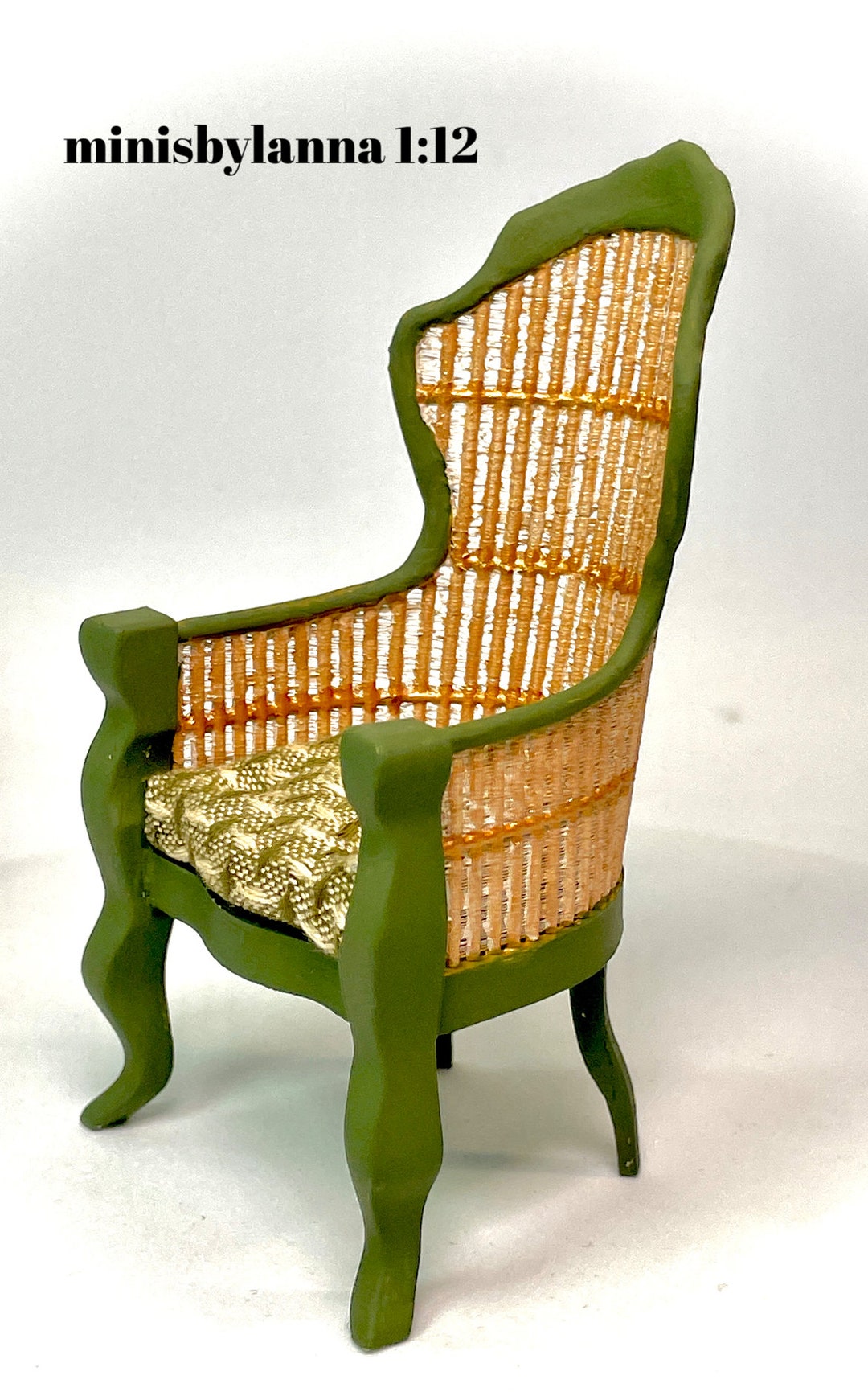1:12 Dollhouse Miniature Victorian Rattan Dark Green Chair in Various ...