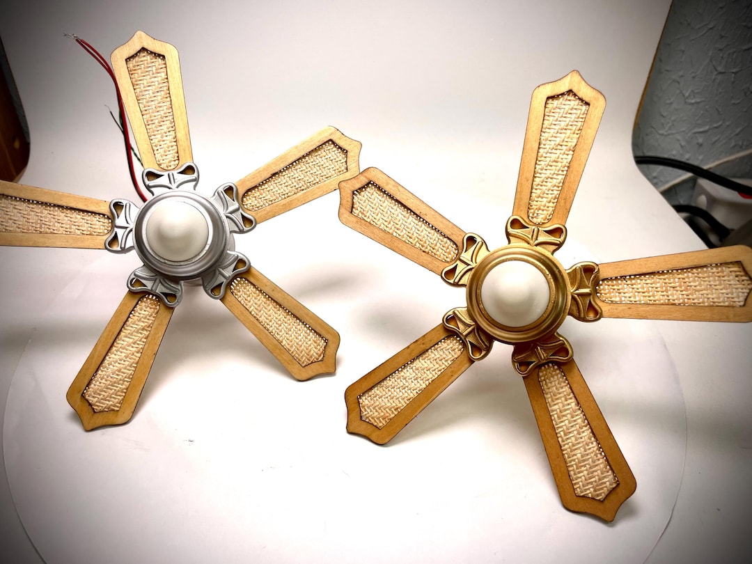 1:6 Dollhouse Miniature Ceiling Working Fan With Wooden and Raffia ...