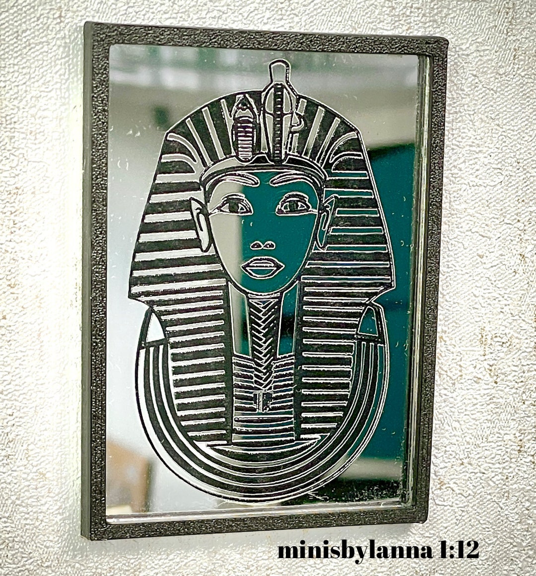 1:12 Dollhouse Miniature Tutankhamun Engraved Mirror Wall Picture Frame ...