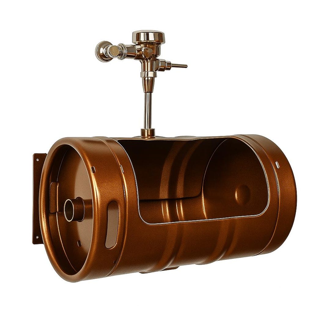 Whiskey Copper Powder-coated Beer Keg Trough Urinal – Custom Industrial ...