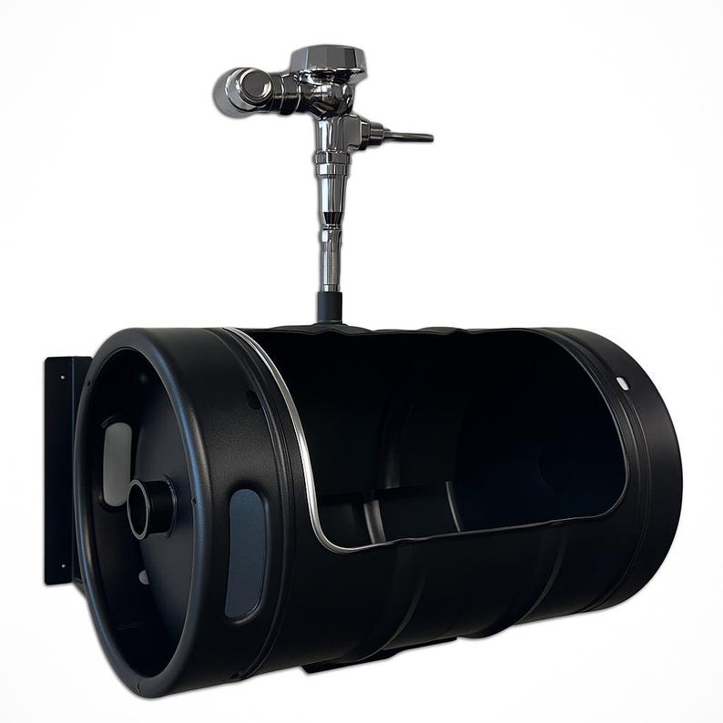 Black Powder-coated Beer Keg Trough Urinal – Custom Industrial Bathroom ...