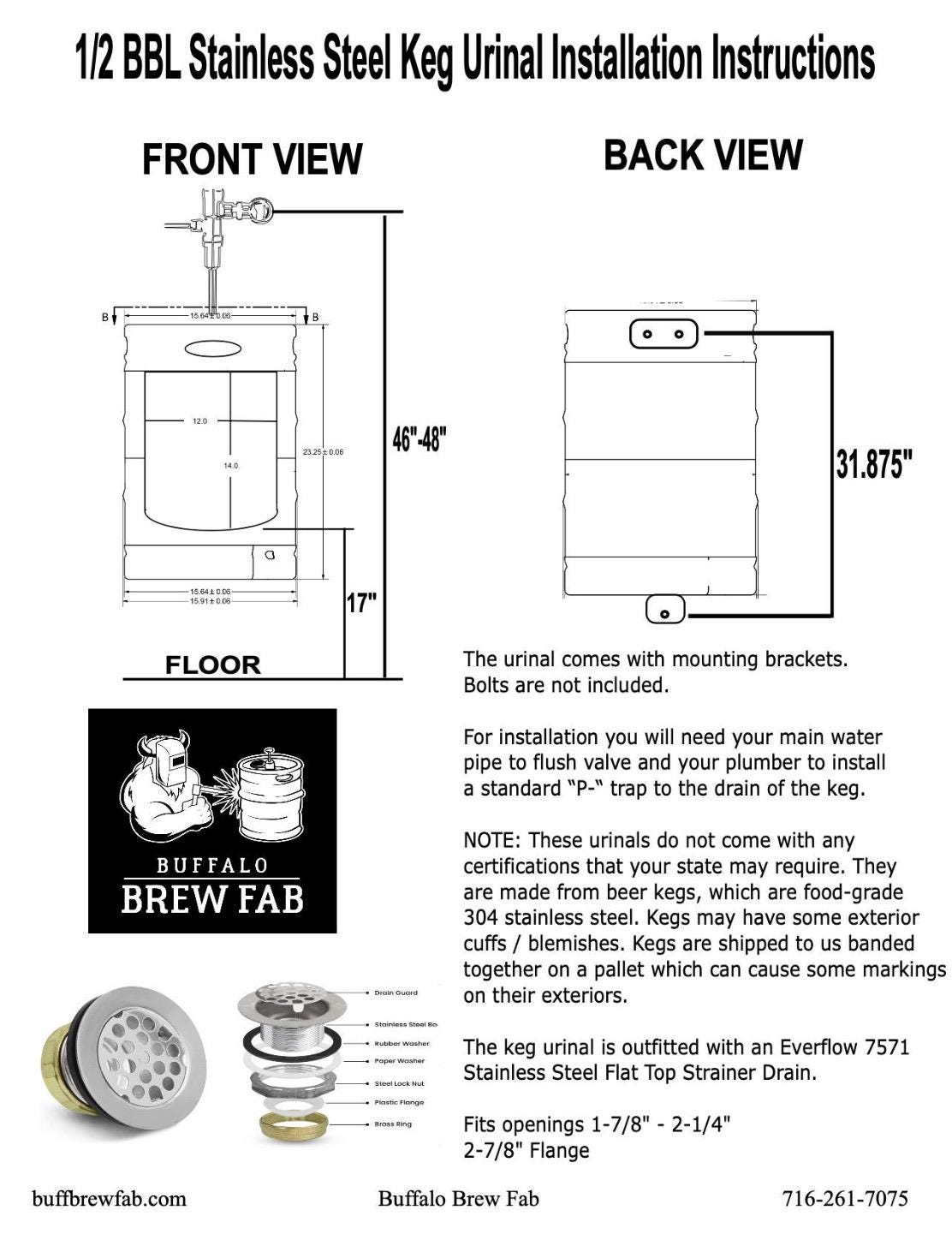 1/2 Beer Keg Urinal With Flusher – Handmade From Real Keg | Unique ...