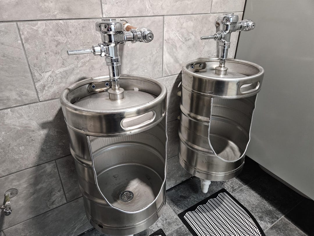 Beer Keg Urinal – Wall Mounted Stainless Steel or Powder Coated Urinal ...