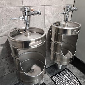 1/2 Beer Keg Urinal With Flusher – Handmade From Real Keg | Unique ...