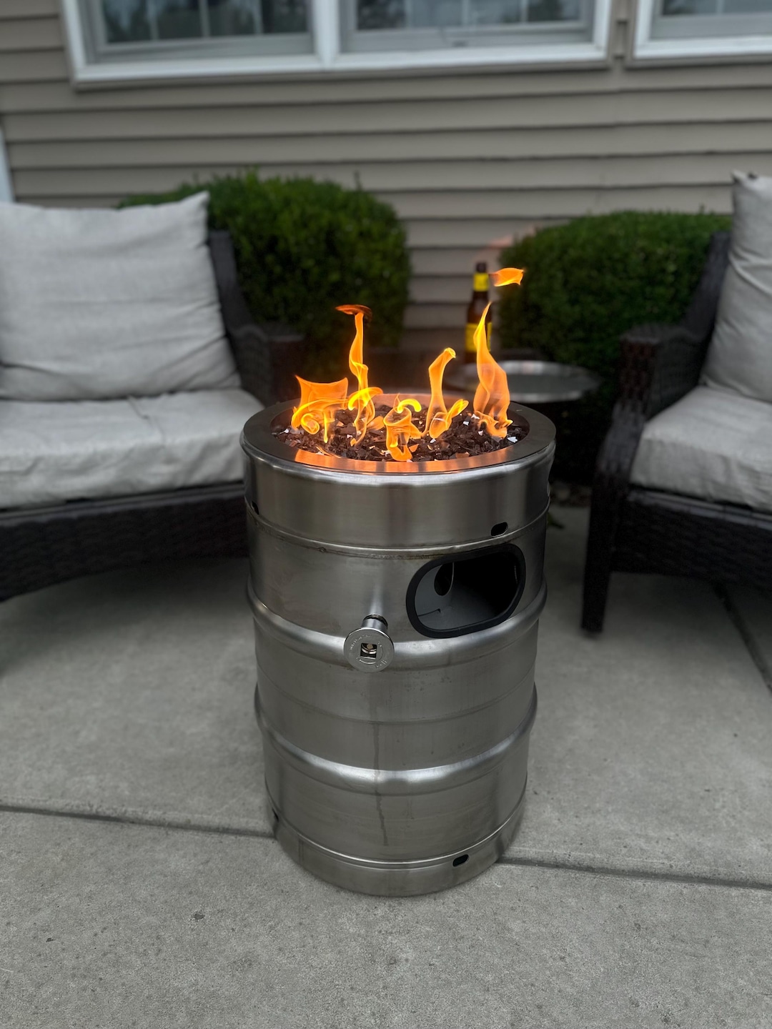 Beer Keg Propane Fire Pit . Custom Keg Pit for Back Yard, Patio or ...