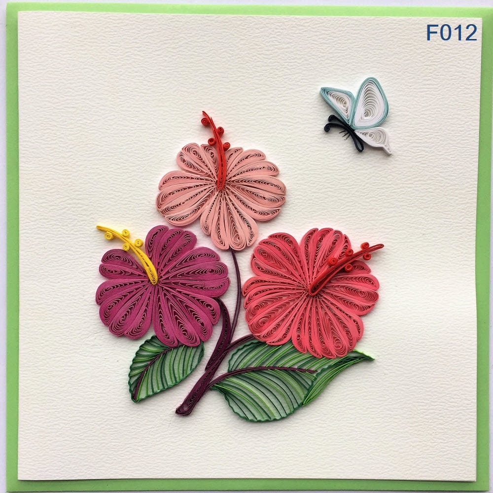 Red Rose and Hibiscus Flowers Quilling Cards - Etsy
