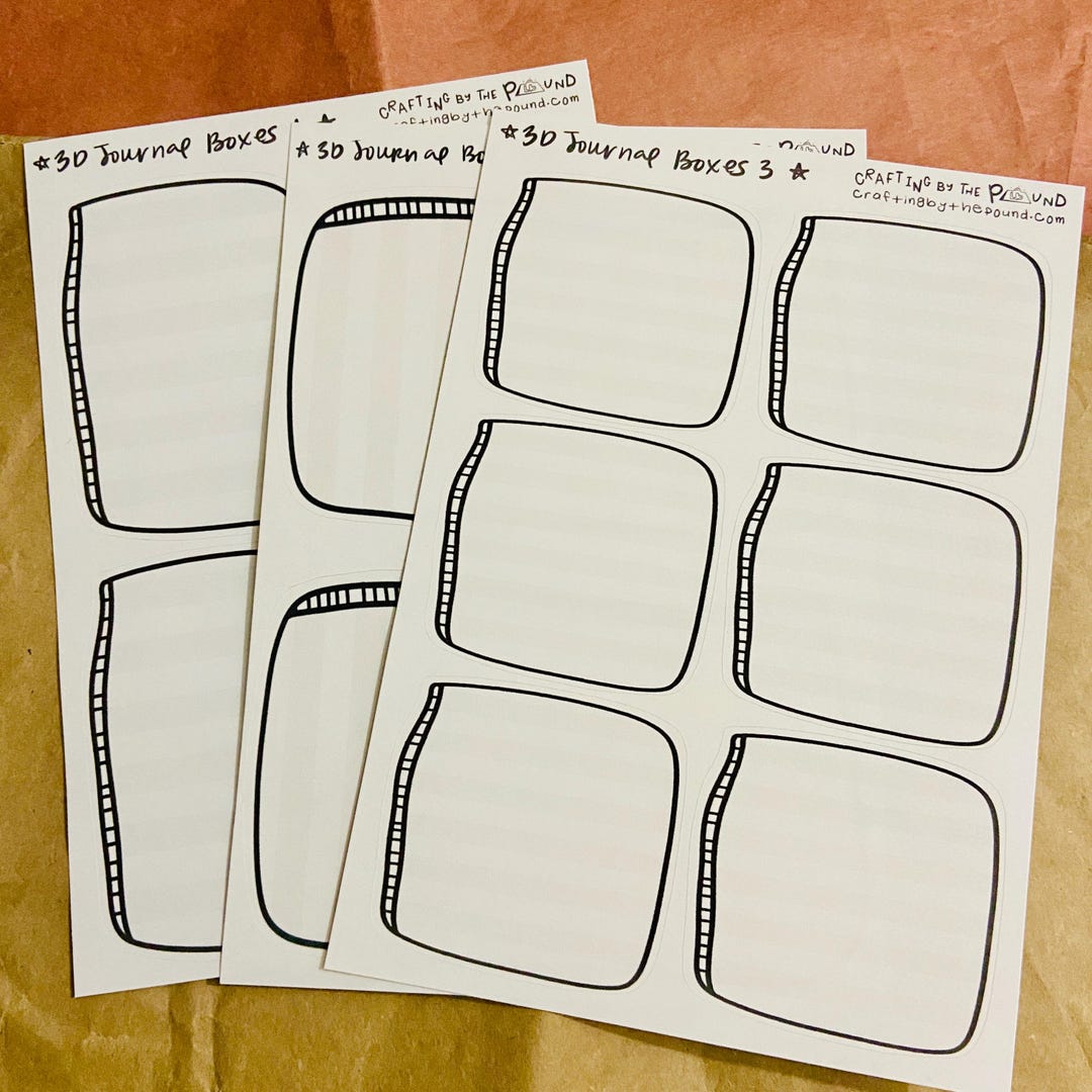 3D Journal Box Sticker Sheet | Journal Stickers, Note Stickers ...