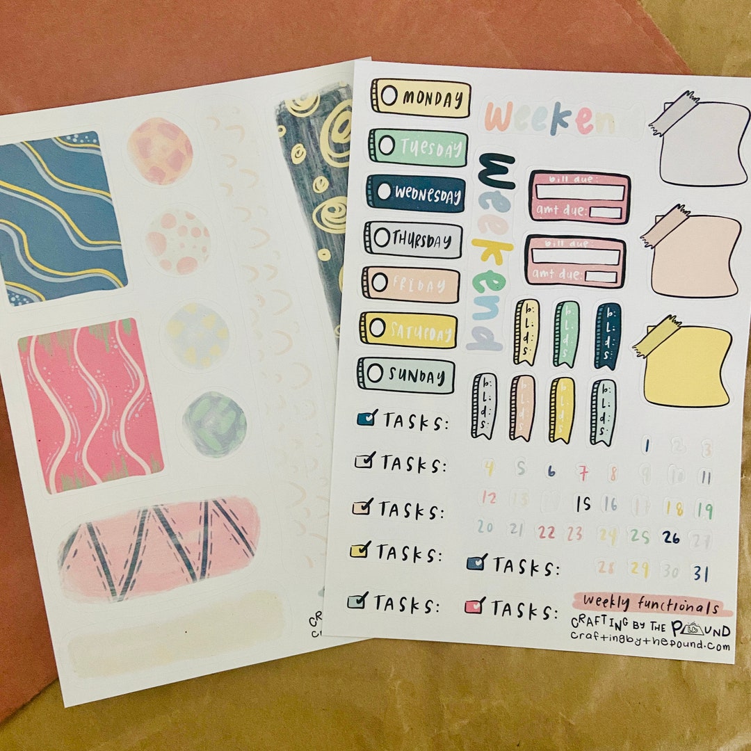 Back-to-school Pastel 2-page Sticker Kit: 5x7 Size, 69 Stickers - Etsy