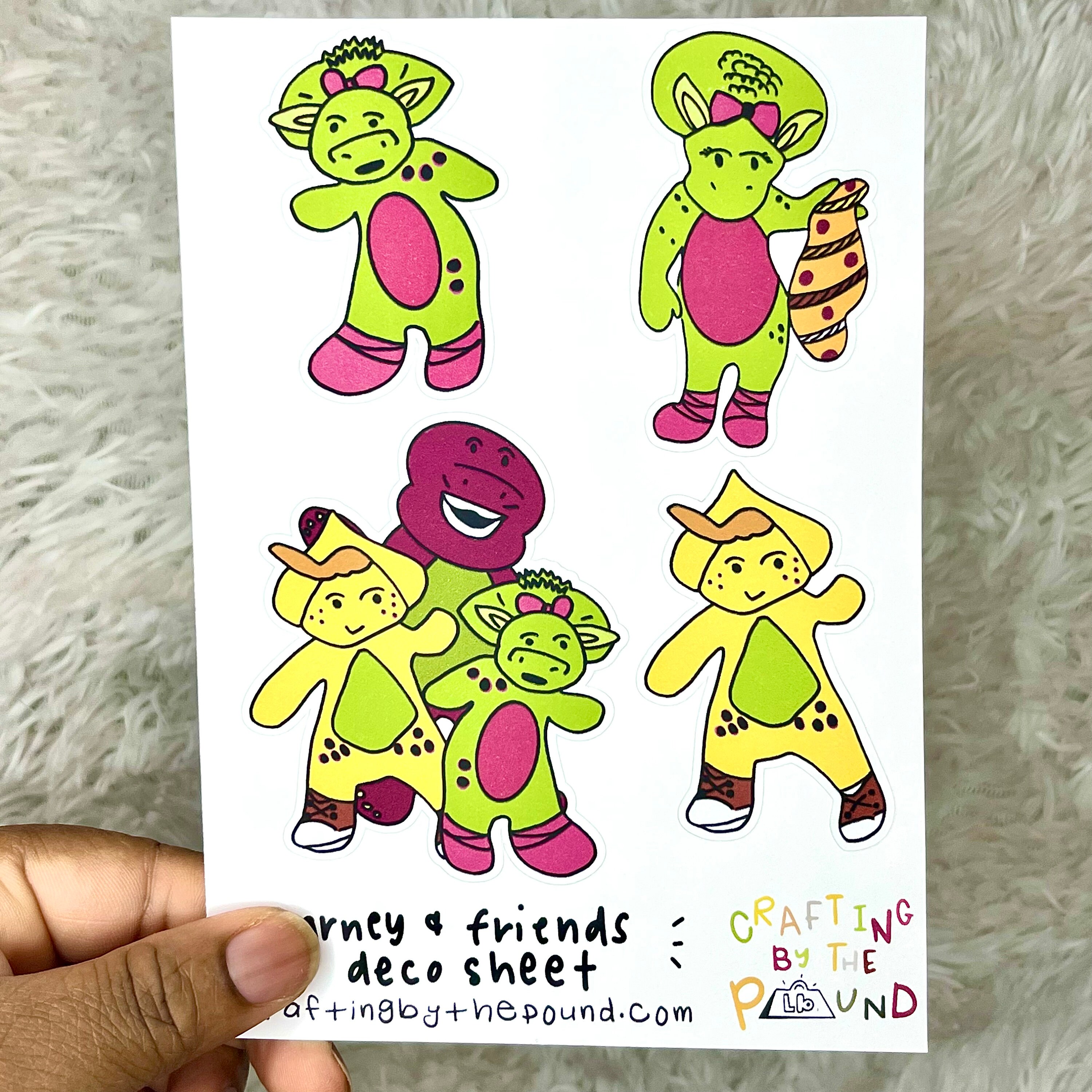 Friends Checklist Sticker Sheet Barney Stickers Doodle Barney Sticker ...