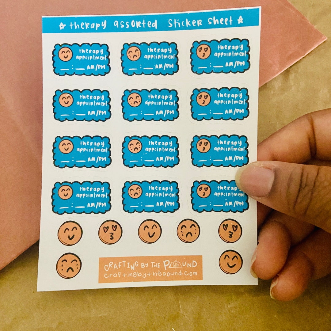 Therapy Assorted Doodle and Hand Lettered Sticker Sheet 4x5, 19 ...