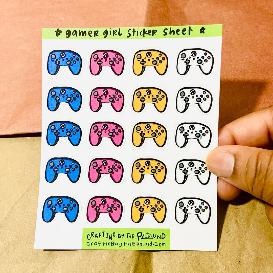 Gamer Girl Console Doodle Sticker Sheet / Various Colors 4x5, 20 ...