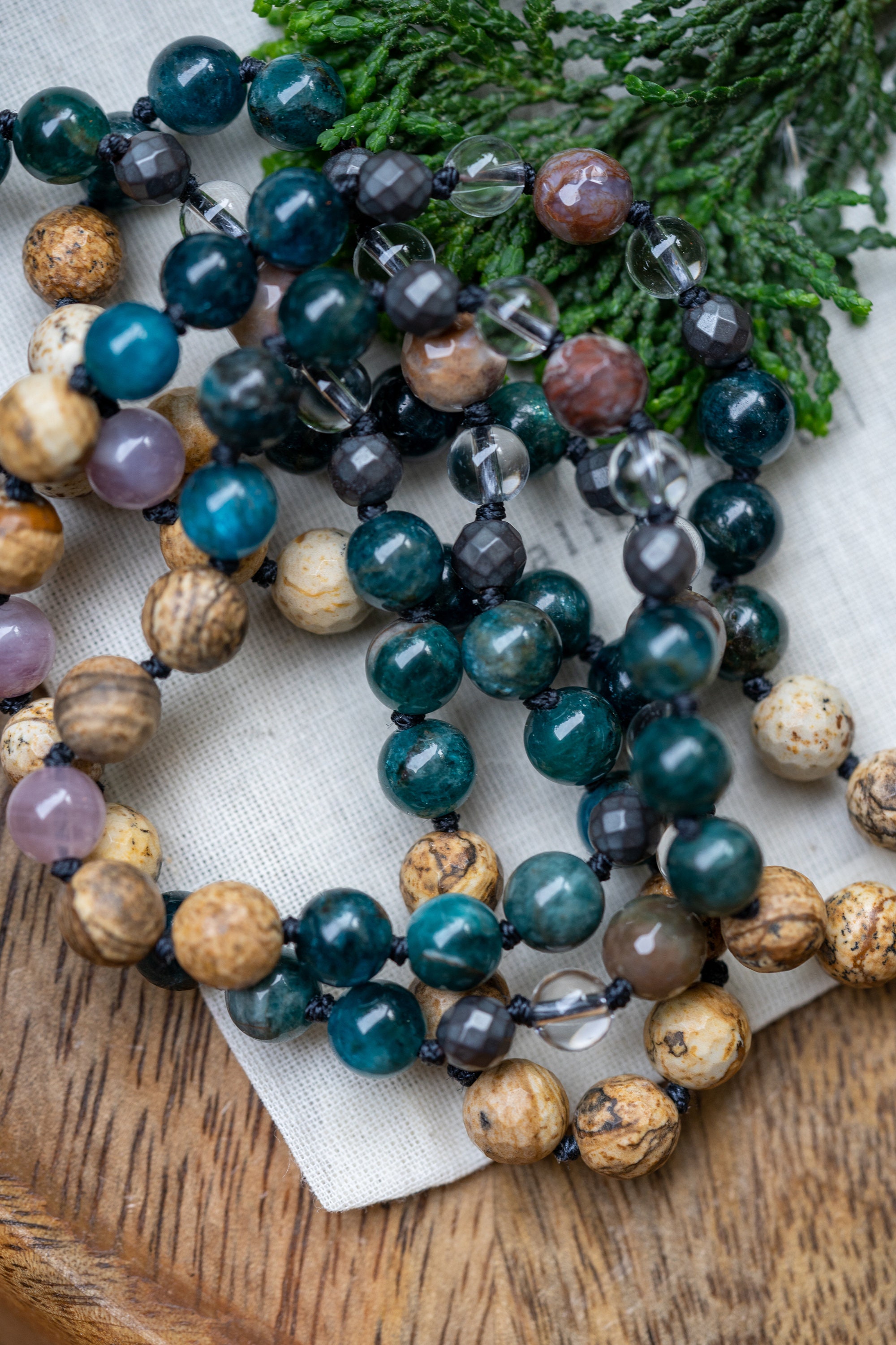 The Stand Guard Mala, the Meaningful Mala, Apatite Beads, Picture ...