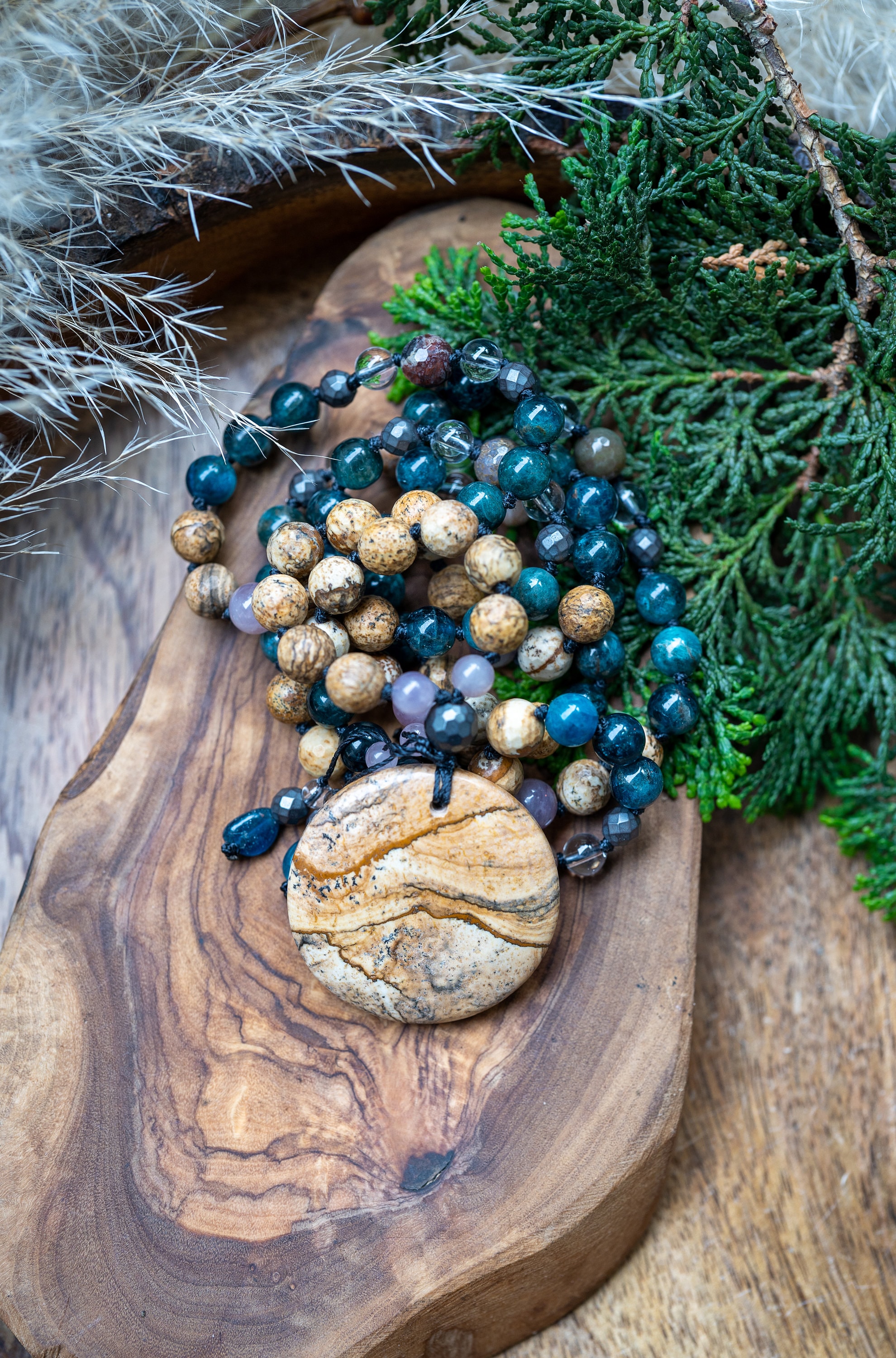 The Stand Guard Mala, the Meaningful Mala, Apatite Beads, Picture ...