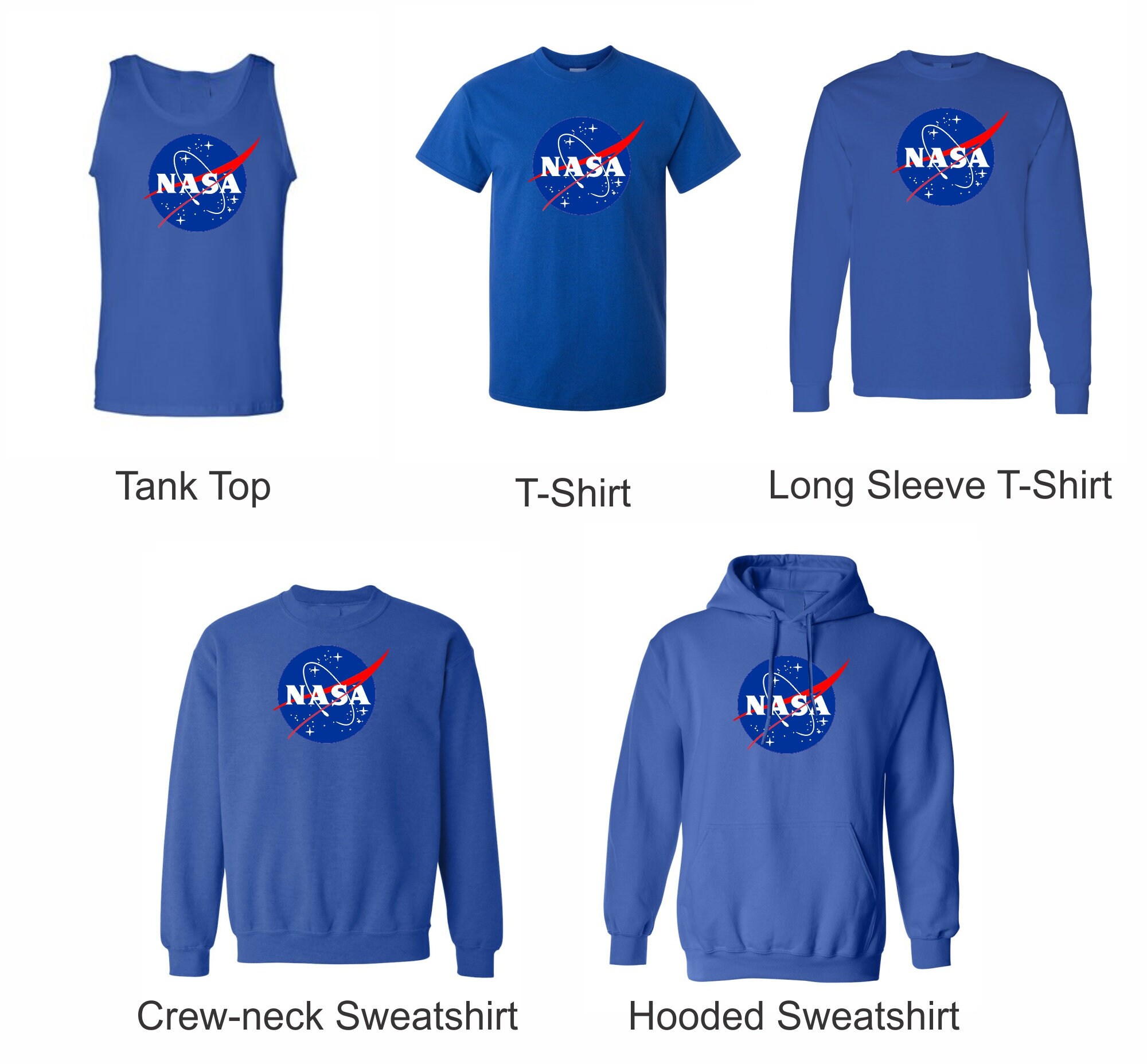 NASA Shirt Nasa Royal Blue T Shirts Sweatshirt Tan Top Hooded - Etsy
