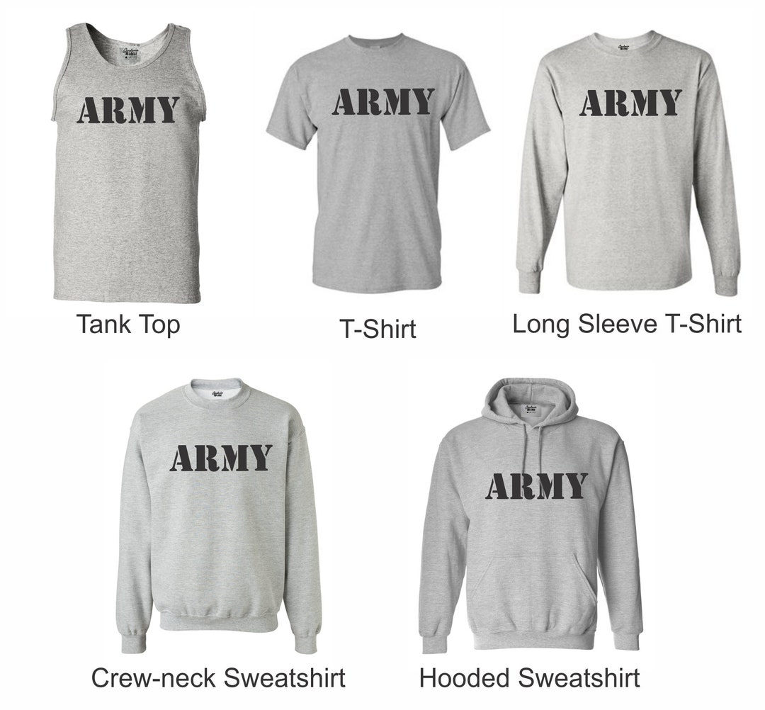 USA Army Military Physical T-shirts Sweatshirt Tan Top Gray Color - Etsy