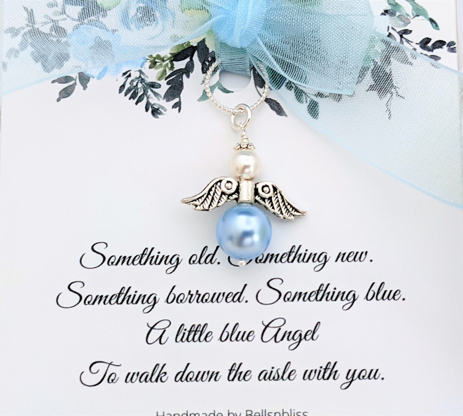 Something Blue Angel Charm, Something Blue for Bride Memorial Charm for ...