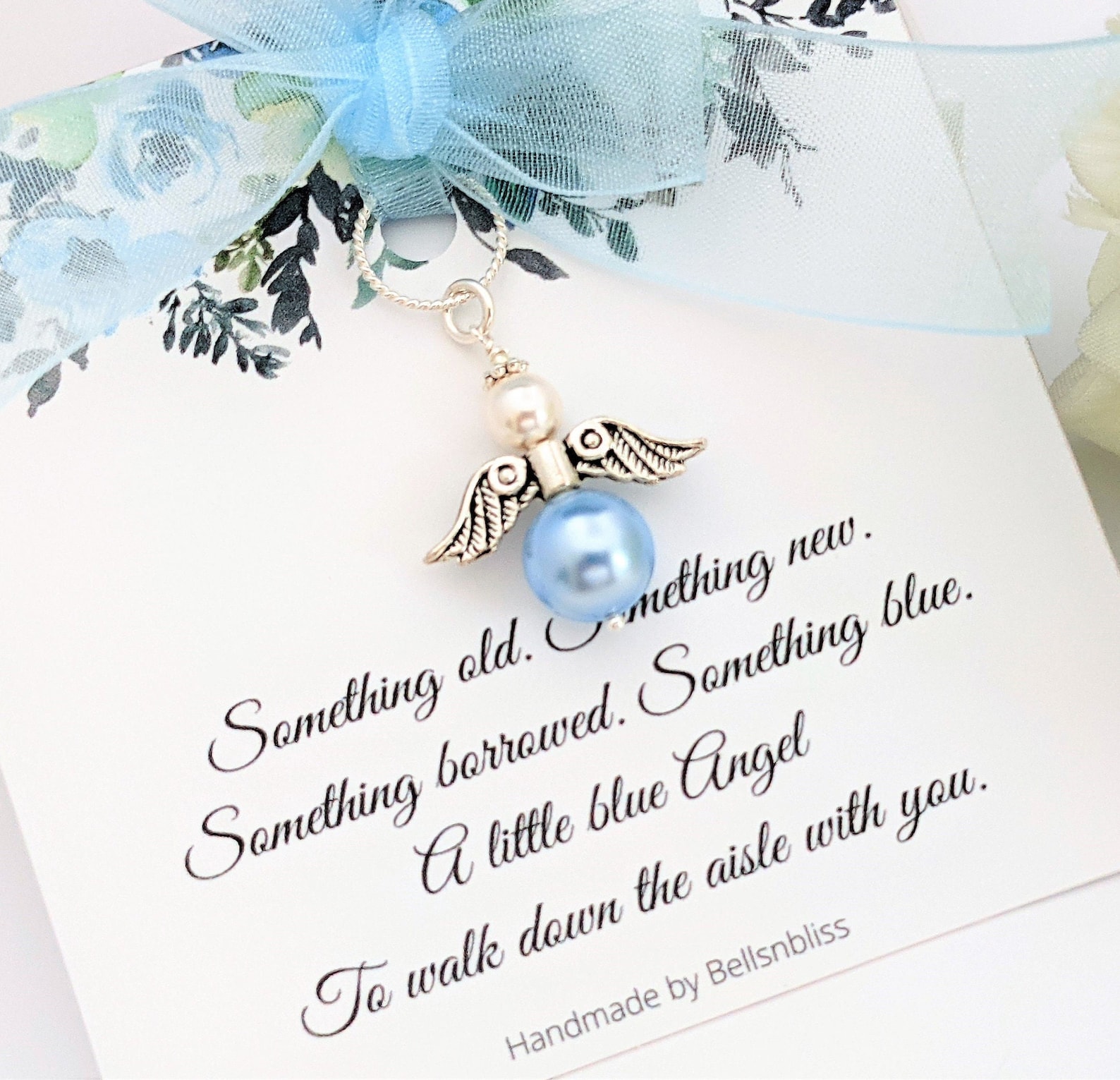 Something Blue Angel Charm, Something Blue for Bride Memorial Charm for ...