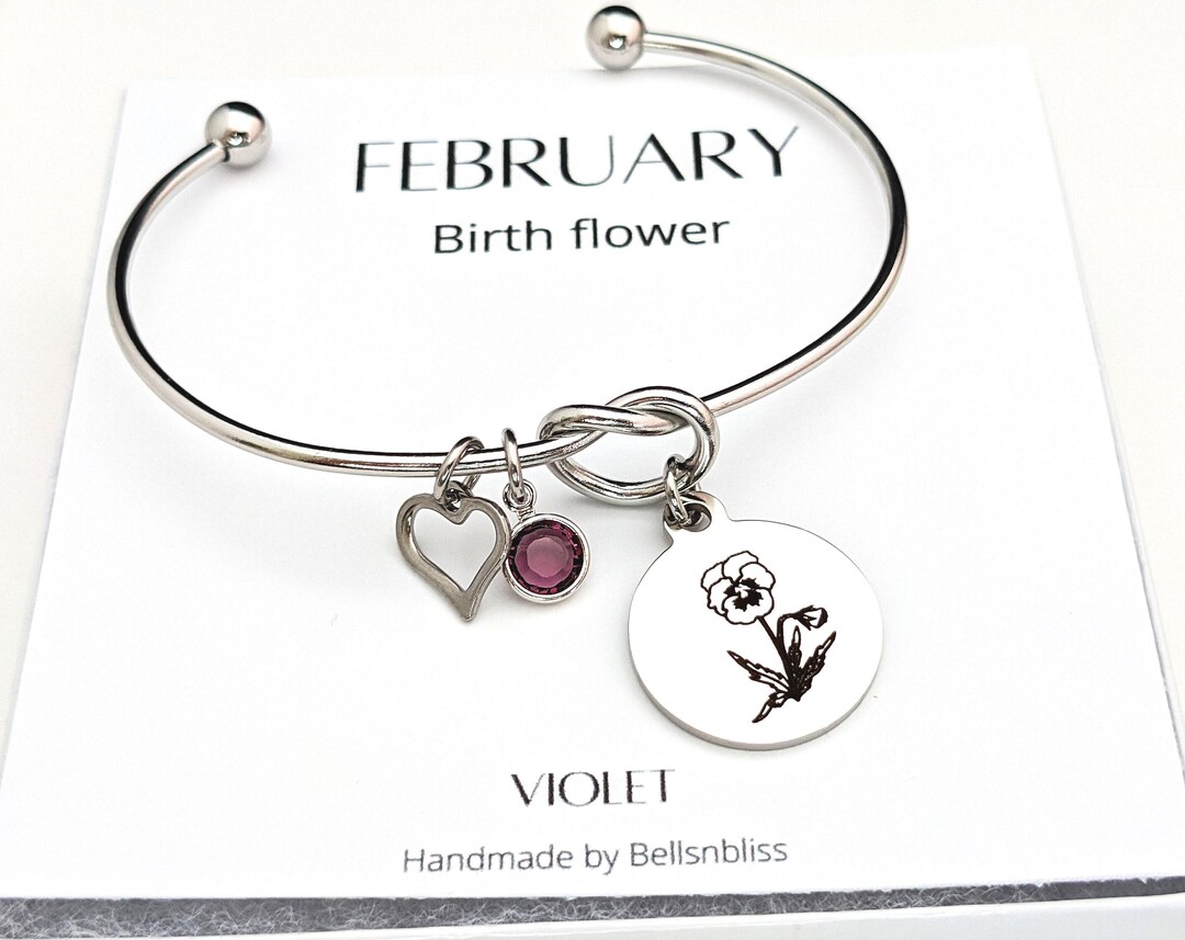 February Birth Flower Bracelet Birthday Gift for Her Birth Flower ...