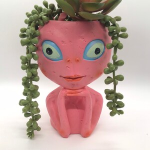 Pink Alien Planter / UFO / Alien Flower / Girl Planter / Unique Planter ...