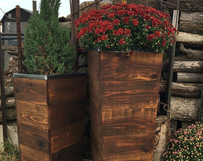28" Tall Cedar Wood Rustic Planter Box / Rustic Planter / Tapered ...