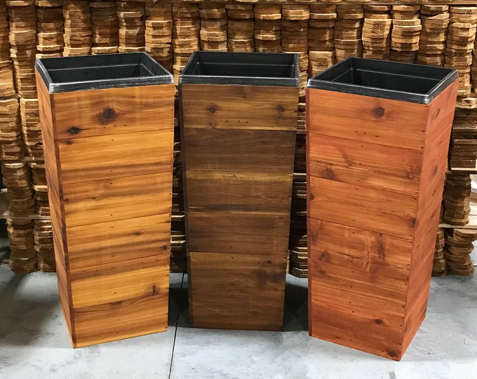 33" Tall Cedar Wood Rustic Planter Box / Rustic Planter / Tapered ...