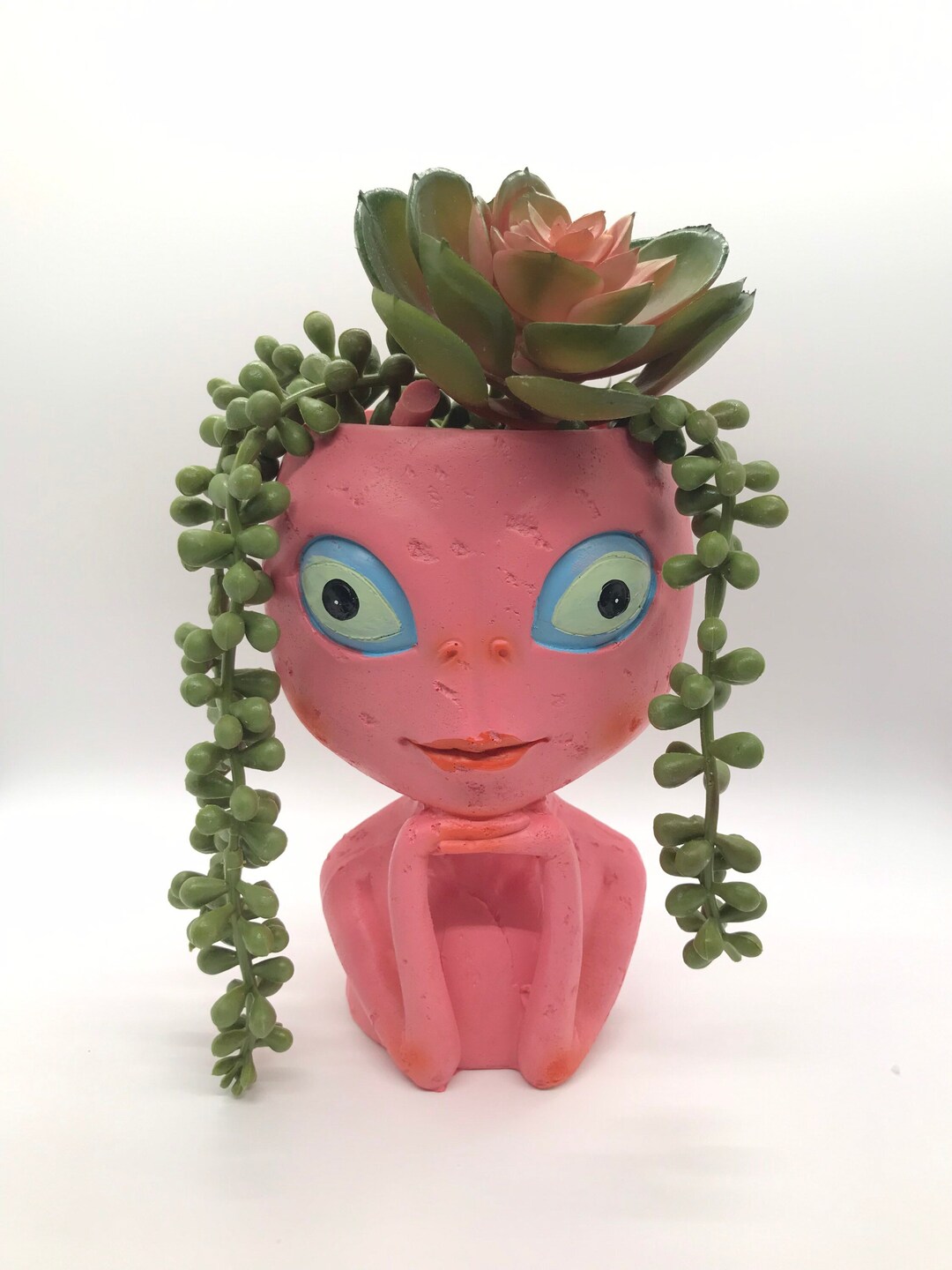 Pink Alien Planter / UFO / Alien Flower / Girl Planter / Unique Planter ...