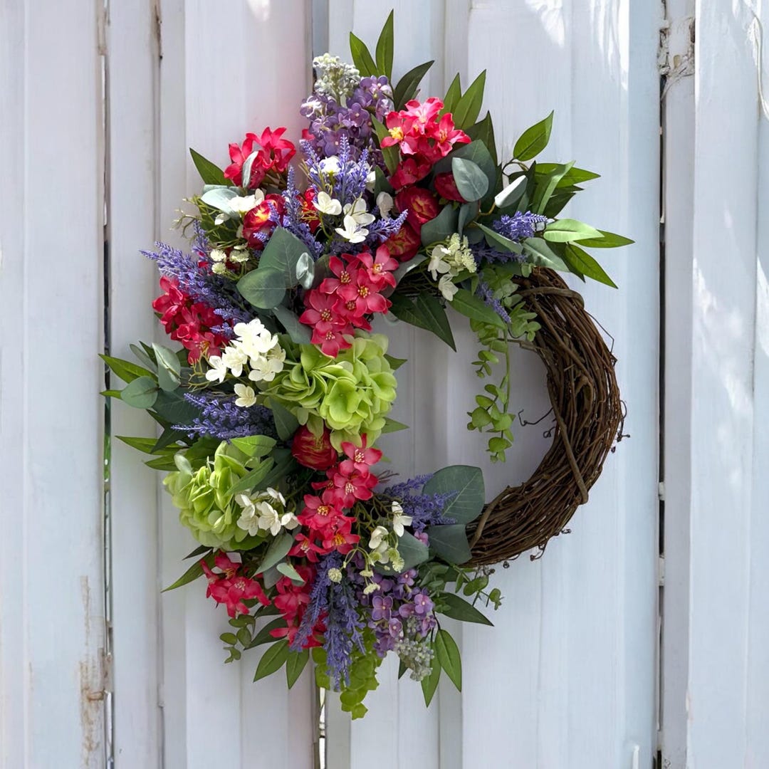 Spring Lilac Wreath for Front Door/ Summer Hydrangea Wreath/ Spring ...