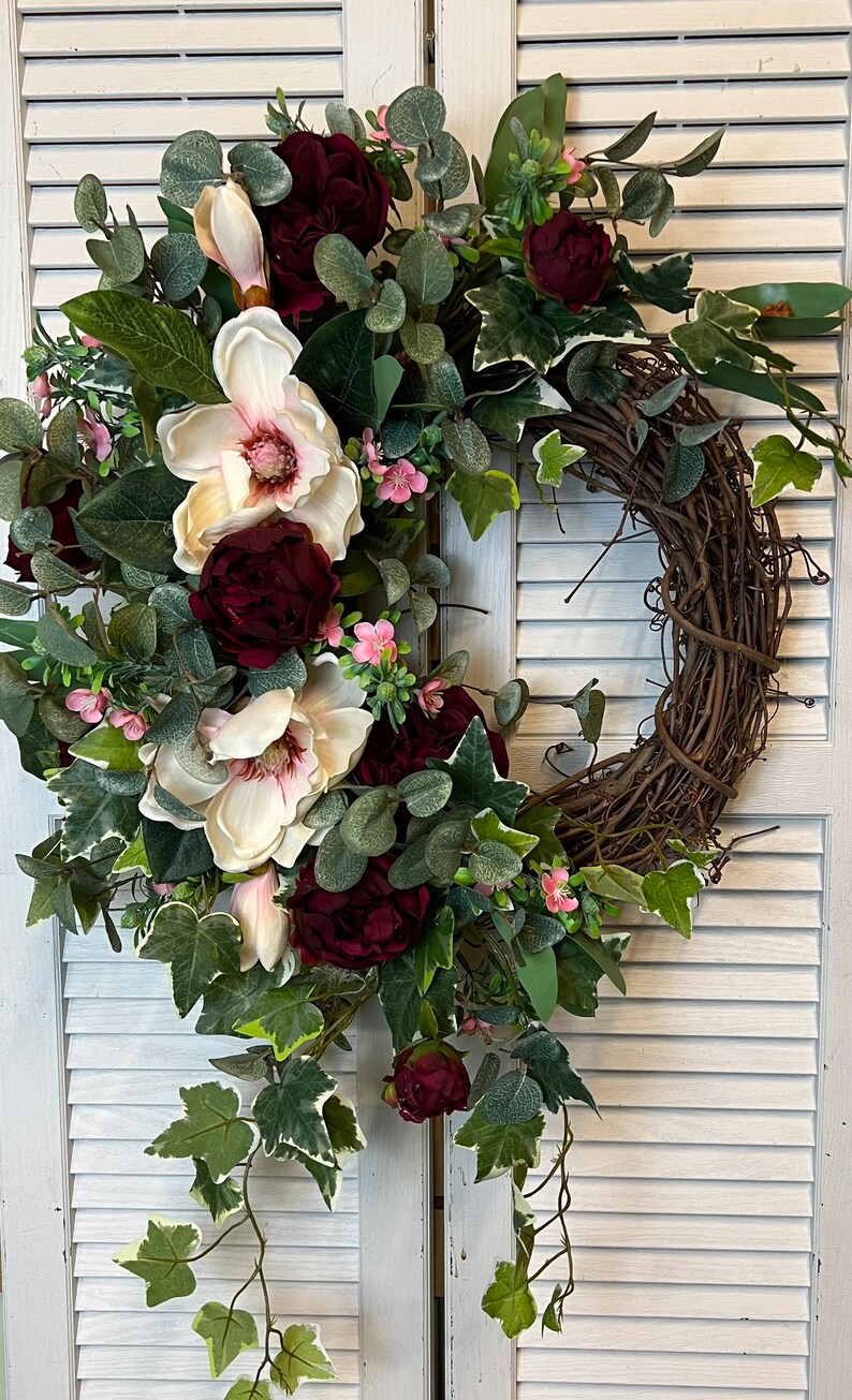 Magnolia Spring /summer Wreath for Front Door / White Magnolia - Etsy