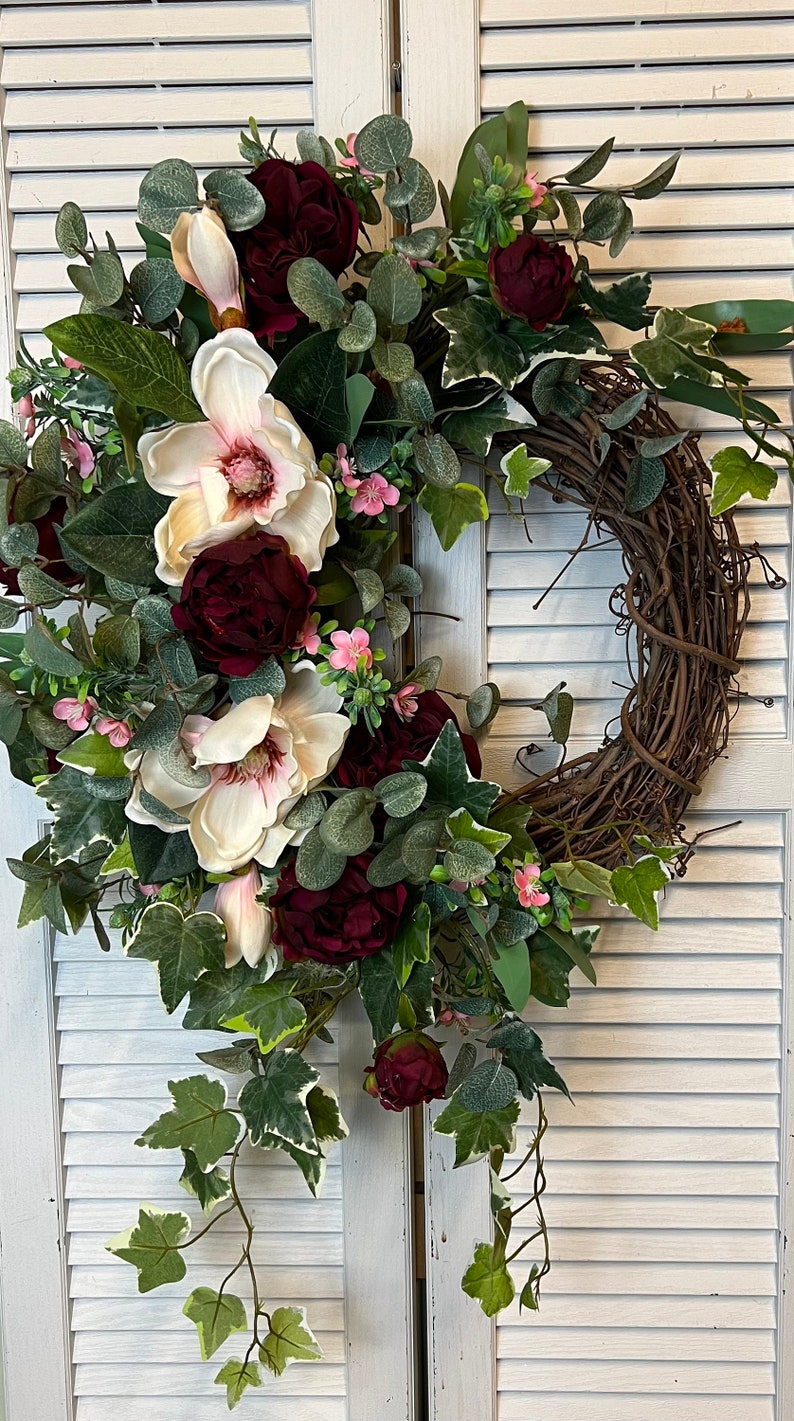 Magnolia Spring /summer Wreath for Front Door / White Magnolia - Etsy