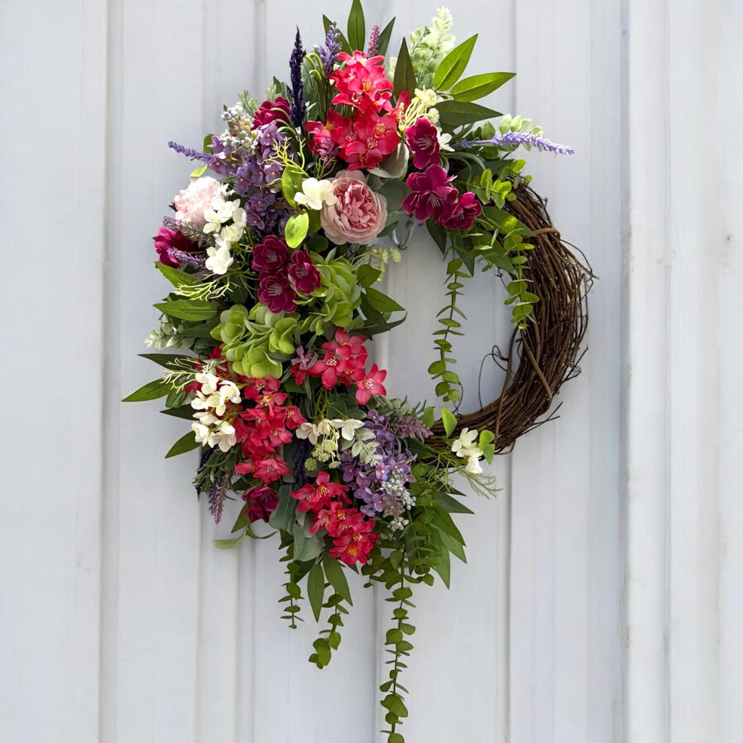 Spring Lilac Wreath for Front Door/ Summer Hydrangea Wreath/ Spring ...