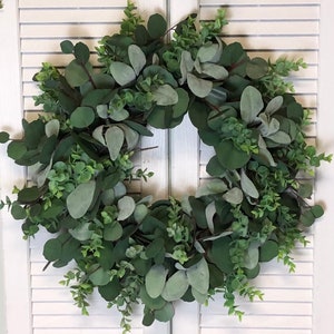 Eucalyptus Door Wreath / Seeded Eucalyptus Wreath/ Farmhouse Front Door ...