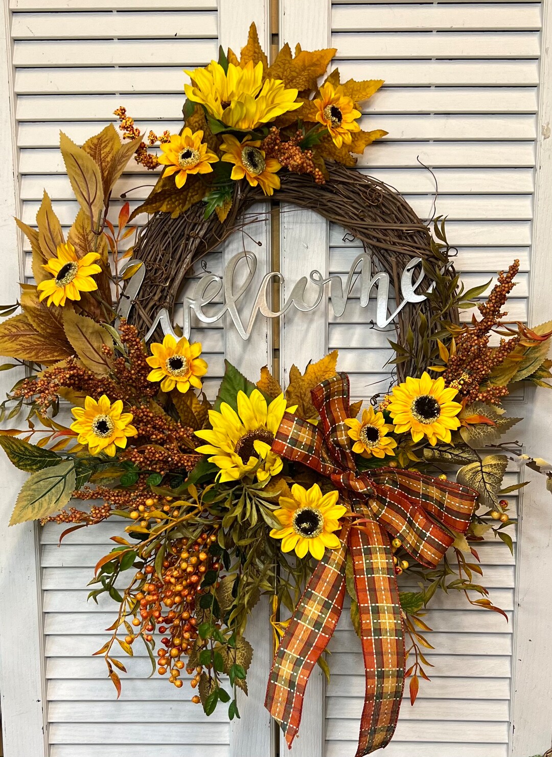 Fall Wreath for Front Door/ Autumn Door Wreath/ Hello Fall Wreath for ...