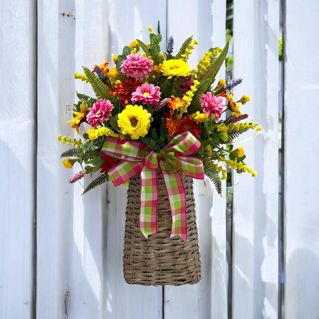 Wildflower Basket: Spring Ranunculus Floral Wall Decor - Etsy